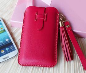 Handmade Genuine Leather Phone Case In Red / Wallet / Hand Bag / Women ...