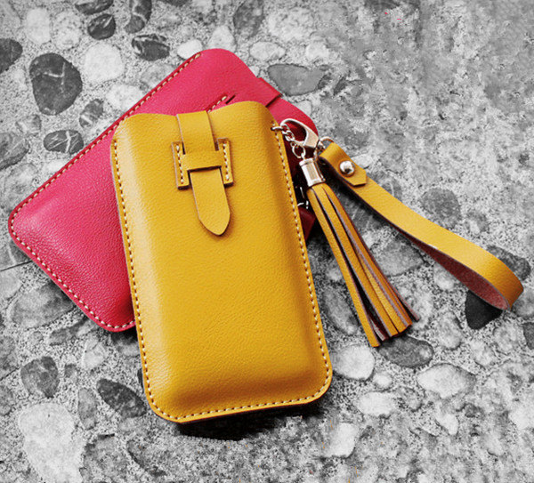 Handmade Genuine Leather Phone Case In Yellow / Wallet / Hand Bag ...